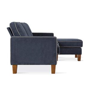 Novogratz Bowen Sectional Sofa with Contrast Welting, Blue