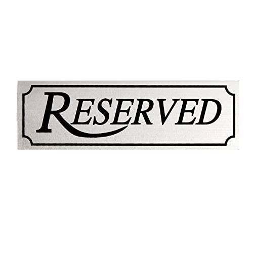 12-Pack Small Metal Reserved Table Signs for Restaurants, Dinner Parties, Bridal Showers, and Wedding Banquets, Anniversaries, Etched Silver Design (4.7x1.5 in)