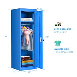 HONEY JOY Lockers for Kids Bedroom, Toddler Metal Locker Storage Cabinet for Toys, Clothes & Sports Equipment, Openable Door with 2 Keys, Kids Safe Coat Organizer for Daycare Gym Entryway(Blue,1)