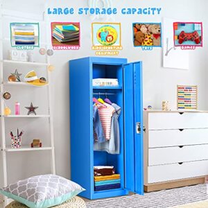 HONEY JOY Lockers for Kids Bedroom, Toddler Metal Locker Storage Cabinet for Toys, Clothes & Sports Equipment, Openable Door with 2 Keys, Kids Safe Coat Organizer for Daycare Gym Entryway(Blue,1)