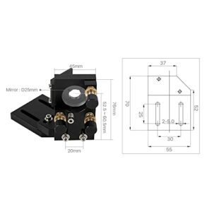 Cloudray C Series CO2 Head Set with 1 PCS China PVD Focus Lens D20mm FL50.8mm and 3 PCS Mo Mirrors D25mm (Set B)