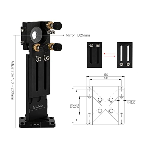 Cloudray C Series CO2 Head Set with 1 PCS China PVD Focus Lens D20mm FL50.8mm and 3 PCS Mo Mirrors D25mm (Set B)