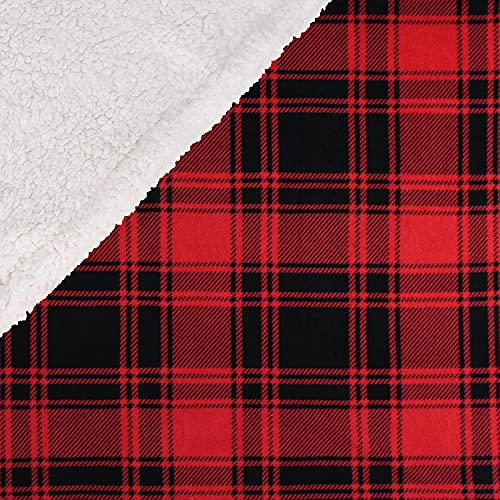 Red Plaid Sherpa Fleece Blanket, Super Soft Warm Cozy Flannel Reversible Buffalo Check Throw Blanket for Couch Sofa Bed, 50" x 60"