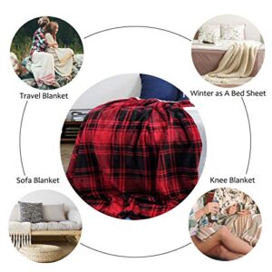 Red Plaid Sherpa Fleece Blanket, Super Soft Warm Cozy Flannel Reversible Buffalo Check Throw Blanket for Couch Sofa Bed, 50" x 60"