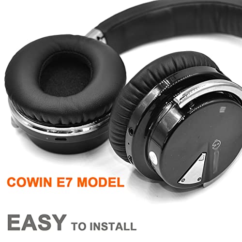 E7 Round Ear Pads - Replacement Ear Cushion Foam Compatible with COWIN E7 / E7 Pro Active Noise Cancelling Headphone, Softer Leather,High-Density Noise Cancelling Foam, (NOT fit SE7 Model)