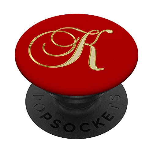 Phone Grip Letter K Tan Yellow. Initial K Tan Yellow on Red PopSockets Grip and Stand for Phones and Tablets