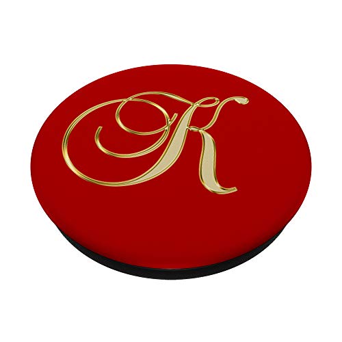 Phone Grip Letter K Tan Yellow. Initial K Tan Yellow on Red PopSockets Grip and Stand for Phones and Tablets