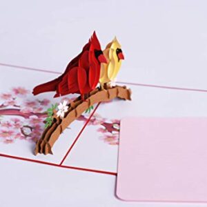 3D Popup Card of Cardinal Bird, Paper Art & Handicrafts, Greeting Cards, Handmade Gifts by PQDGlobal (Cardinal couple)