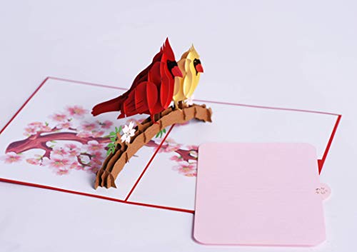 3D Popup Card of Cardinal Bird, Paper Art & Handicrafts, Greeting Cards, Handmade Gifts by PQDGlobal (Cardinal couple)