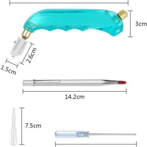 YOTINO Glass Cutting Tool Kit Includes Blue Pistol Grip Oil Feed Glass Cutter with 3 Extra Replacement Head(3mm-12mm, 6mm-19 mm) Tungsten Scribe Engraving Pen, Screwdriver and Oil Dropper