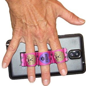 LAZY-HANDS 3-Loop Phone Grip - FITS Most - Doodle Love Chocolate on Pink