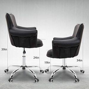 Magshion Office Desk Chair Bar Stool Beauty Nail Salon Spa Vanity Seat (PULeather Black), PU Leather