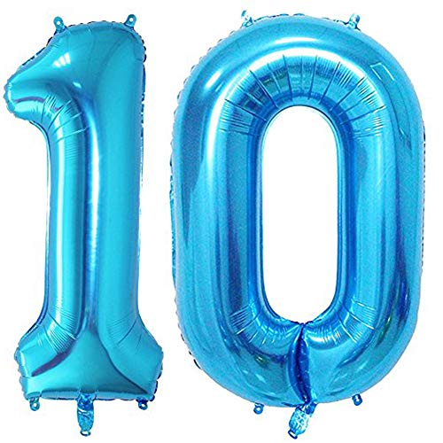 Tellpet Blue Number 10 Balloon,40 Inch