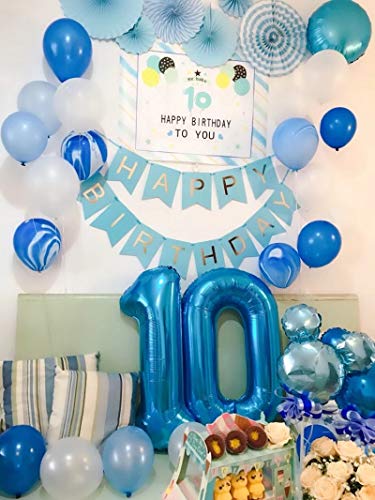 Tellpet Blue Number 10 Balloon,40 Inch