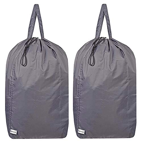 UniLiGis Washable Travel Laundry Bag with Handles and Drawstring (2 Pack), Heavy Duty Large Enough to Hold 3 Loads of Laundry, Fit a Laundry Basket or Clothes Hamper, 27.5x34.5 in,Grey