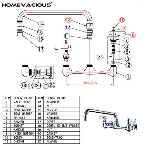 Utility Sink Faucet Wall Mount Commercial Faucet Kitchen Laundry 8 Inch Swivel Spout 2 Dual Handle Restaurant Industrial Chrome Mixer Tap No Lead by Homevacious