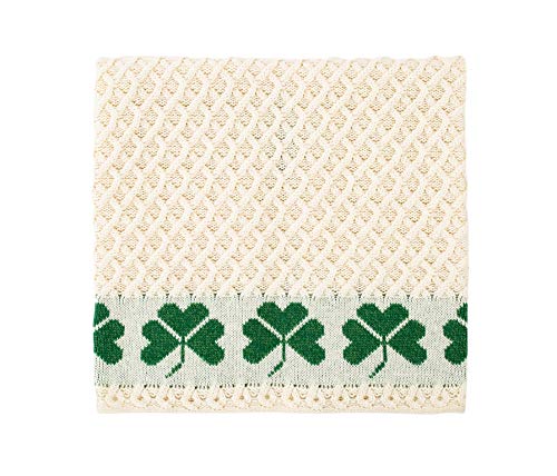 SAOL Irish Shamrock Aran Throw Blanket -100% Merino Wool - Honeycomb Pattern - Natural / 40'' x 60''/100 cm x150 cm