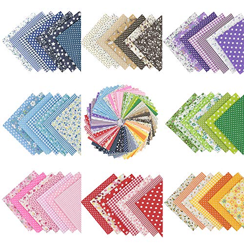 56pcs 9.8" x 9.8" Floral Printed top Cotton Fabric Bundle Squares Quilting Sewing Patchwork Cloths DIY Scrapbooking Crafts