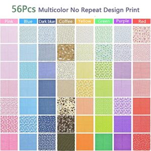 56pcs 9.8" x 9.8" Floral Printed top Cotton Fabric Bundle Squares Quilting Sewing Patchwork Cloths DIY Scrapbooking Crafts