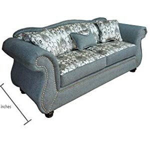 Classic Gray Sofa with Silver Decor Pillows