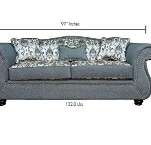 Classic Gray Sofa with Silver Decor Pillows