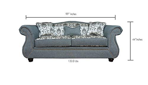 Classic Gray Sofa with Silver Decor Pillows