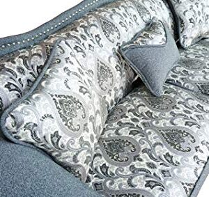 Classic Gray Sofa with Silver Decor Pillows