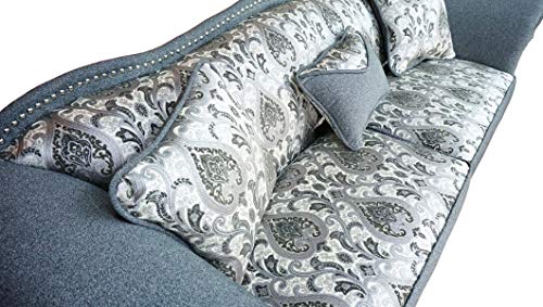 Classic Gray Sofa with Silver Decor Pillows