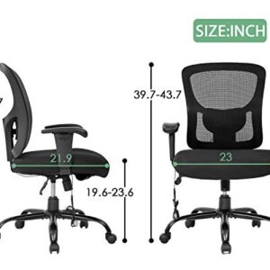 Big and Tall Office Chair 400lbs Cheap Desk Chair Mesh Computer Chair with Lumbar Support Wide Seat Adjust Arms Rolling Swivel High Back Task Executive Ergonomic Chair for Women Men,Black