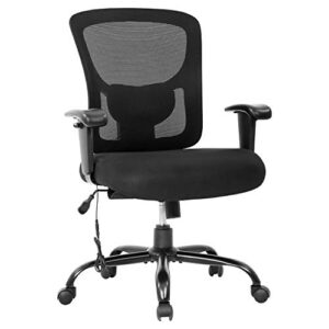 big and tall office chair 400lbs cheap desk chair mesh computer chair with lumbar support wide seat adjust arms rolling swivel high back task executive ergonomic chair for women men,black