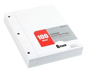 mintra office filler paper (college ruled, 600 sheets (6pks of 100))