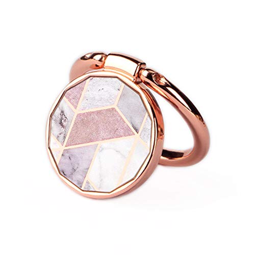 Phone Ring Holder Stand Rose Gold Pink Geometric Marble Universal Thin Finger Ring Grip 360° 180°Flip Ring Stand Grip Mount Compatible for Smartphones