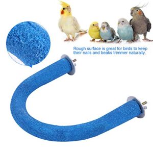 Parrot Pet Bird Rough-surfaced Wooden Perch Stand Rack Cage Toy for Beak Paw Grinding for Pet Parrot Macaw African Greys Budgies Accessories Stands(Blue)