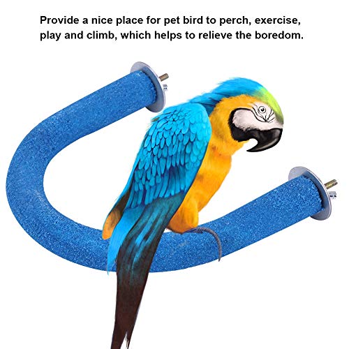 Parrot Pet Bird Rough-surfaced Wooden Perch Stand Rack Cage Toy for Beak Paw Grinding for Pet Parrot Macaw African Greys Budgies Accessories Stands(Blue)