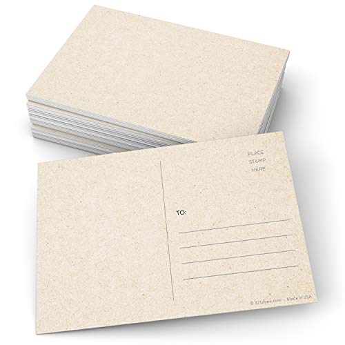 321Done Blank Kraft-Colored Postcards (Set of 50) 4" x 6" with Mailing Side, Plain Tan Card Stock, Create Your Own for Kids - Made in USA, Large