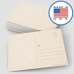 321Done Blank Kraft-Colored Postcards (Set of 50) 4" x 6" with Mailing Side, Plain Tan Card Stock, Create Your Own for Kids - Made in USA, Large