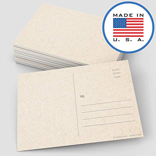 321Done Blank Kraft-Colored Postcards (Set of 50) 4" x 6" with Mailing Side, Plain Tan Card Stock, Create Your Own for Kids - Made in USA, Large