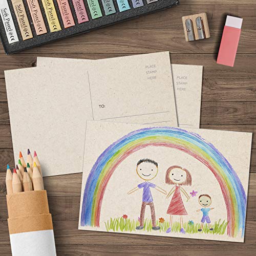 321Done Blank Kraft-Colored Postcards (Set of 50) 4" x 6" with Mailing Side, Plain Tan Card Stock, Create Your Own for Kids - Made in USA, Large