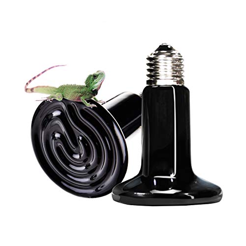 MaoTopCom Infrared Heat Lamp Bulb(2 Pack), 200W Ceramic Heat Emitters Brooder Coop Pet IR Lamp Bulb for Reptile Like Lizard, Tortoise so on, No Light, Black