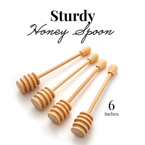 tuuli kitchen – Wooden Honey Dipper, Set of 4 Beechwood Stir Sticks for Syrups, Melted Chocolate and More, Honey Stirrers for Tea, Wooden Sticks for Crafts and Props, 6 inches