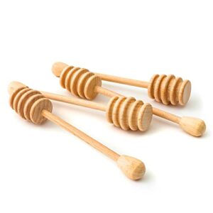 tuuli kitchen – Wooden Honey Dipper, Set of 4 Beechwood Stir Sticks for Syrups, Melted Chocolate and More, Honey Stirrers for Tea, Wooden Sticks for Crafts and Props, 6 inches