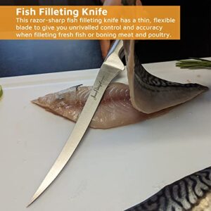 Jean-Patrique Fillet Knife - 8" Thin and Flexible Filet Knife for Fish. Filleting Knife, Meat Knife made of Stainless Steel Constructed