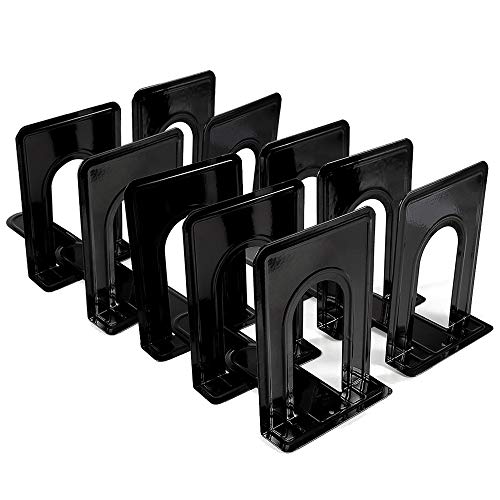 Book Ends, Bookends for Shelves, Book Ends to Hold Books for Heavy Books, Metal Bookends Office Nonskid, Heavy Duty Book Ends Black 6.69 x 4.9 x 4.3in, 5 Pair/10 Piece