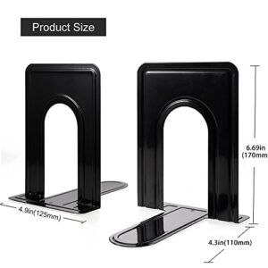 Book Ends, Bookends for Shelves, Book Ends to Hold Books for Heavy Books, Metal Bookends Office Nonskid, Heavy Duty Book Ends Black 6.69 x 4.9 x 4.3in, 5 Pair/10 Piece