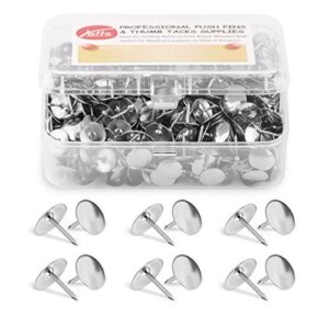 yalis thumb tacks 500-count, 3/8-inch steel roundness push pins office tacks for corkboard (silver)