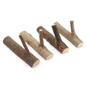 pack of 4 vintage real wood tree branch wall hook,rustic decorative wood adhesive hooks. key holder, coat hook,strong suction hooks.(width 2cm-3cm)