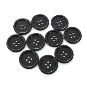 buttons 1 inch (1”) 4 hole 10 pieces - white black clear - sewing crafts replacement button -perfect for crafts, coats, shirts, pants, shorts, cardigans, blazers, skirts (black)