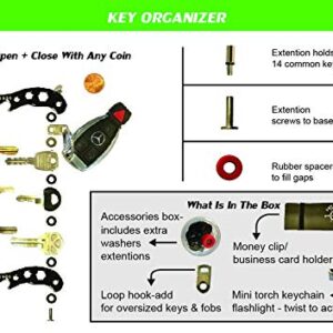 Beyond 9-2-5 Smart Key Organizer Keychain- Compact Pocket Holder Bar for 14 Keys-Multiple Key Chain Organizers-Flashlight, Bottle Opener and Multitool