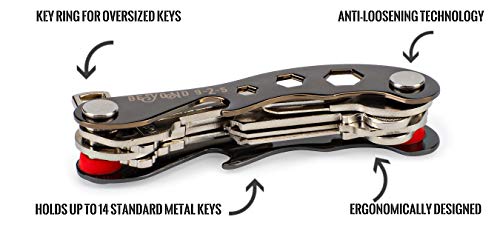 Beyond 9-2-5 Smart Key Organizer Keychain- Compact Pocket Holder Bar for 14 Keys-Multiple Key Chain Organizers-Flashlight, Bottle Opener and Multitool