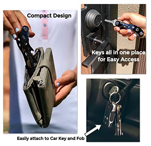 Beyond 9-2-5 Smart Key Organizer Keychain- Compact Pocket Holder Bar for 14 Keys-Multiple Key Chain Organizers-Flashlight, Bottle Opener and Multitool